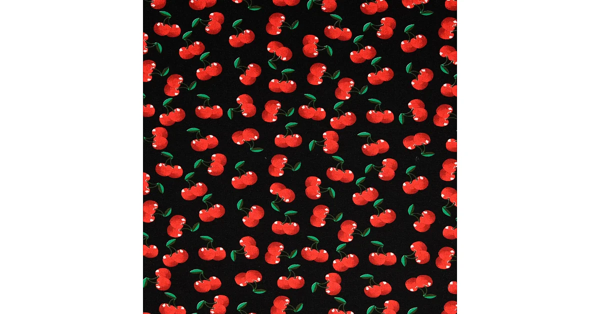 Úplet s třešněmi, digitální tisk | DůmLátek.cz - látky, metráž, galanterie