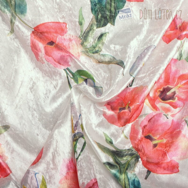 Samet velur květovaný | DůmLátek.cz - látky, metráž, galanterie