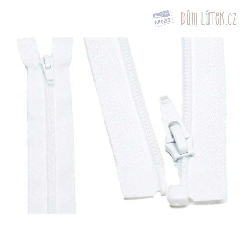 YKK Zip spirálový dělitelný bílý 45 cm | DůmLátek.cz - látky, metráž ...