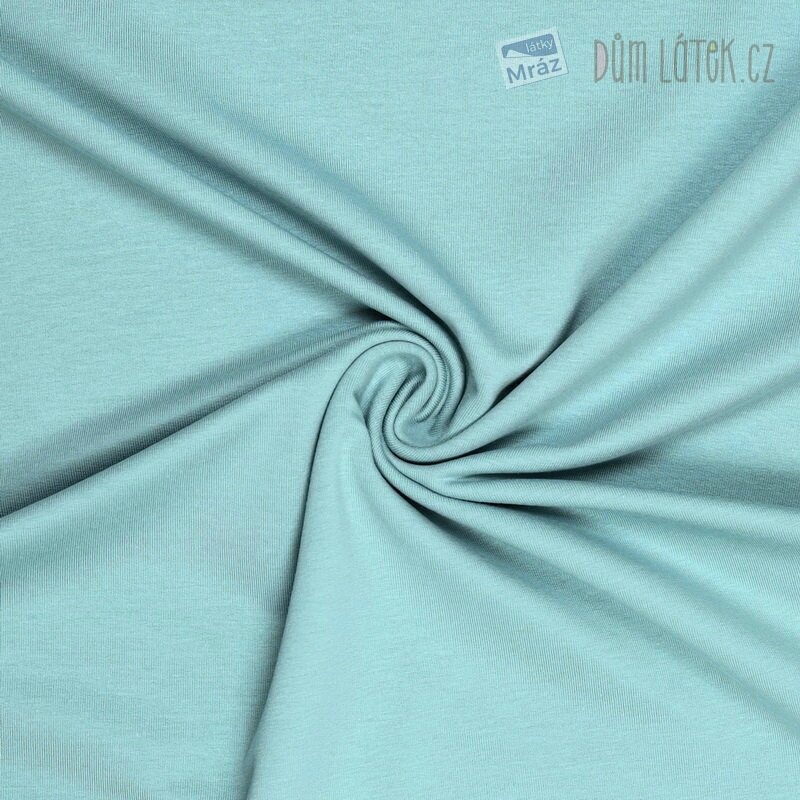 Bio teplákovina počesaná, modrá/tyrkysová | DůmLátek.cz - látky, metráž ...